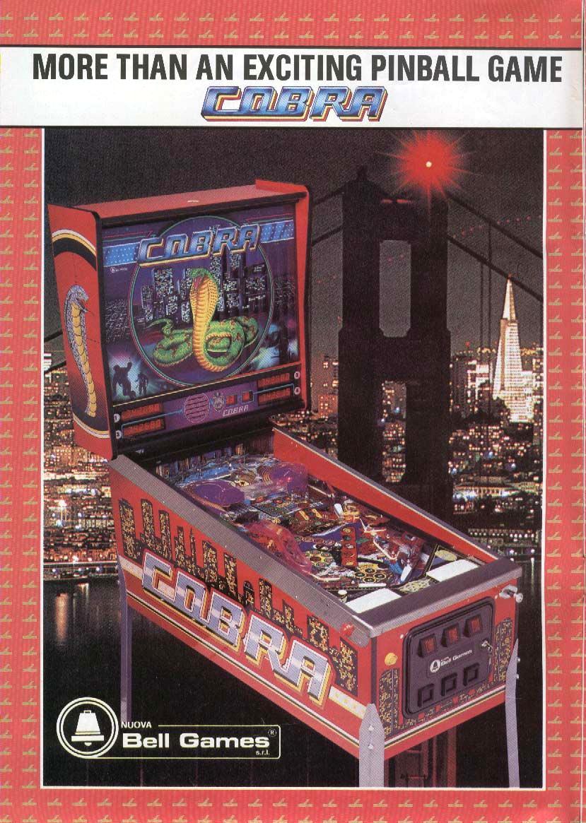 Nuova Bell Games Cobra pinball machine 1987 coin operated arcade game