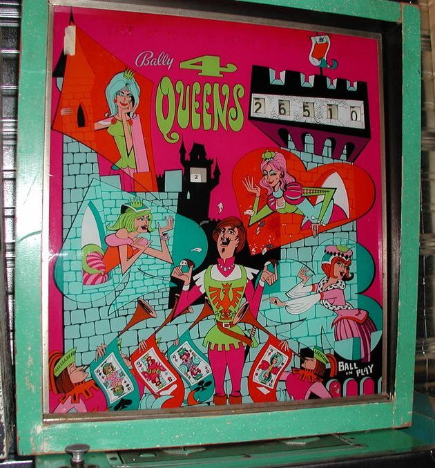 Bally 4 Queens pinball machine 1970 USA coin operated arcade pinball game